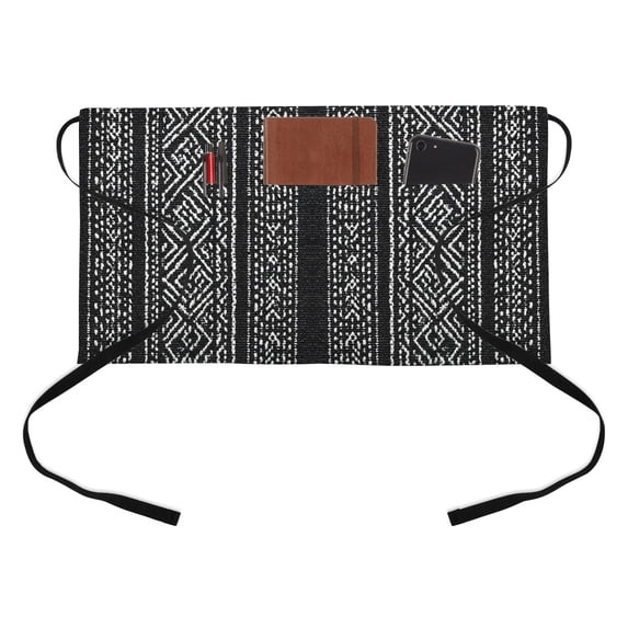 Black and White Geometric Kitchen Restaurant Half Waist Apron, Boho ...