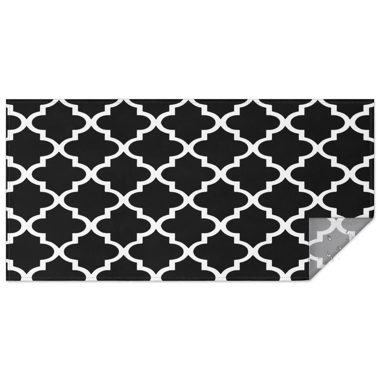 Black and White Geometric Lattice Pattern Rectangle Tablecloth 60"x120 ...