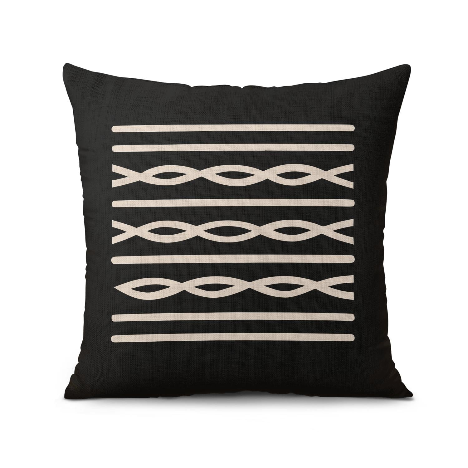Black and White Geometric Lines Of Borders Decor Throw Pillow Covers 16 ...
