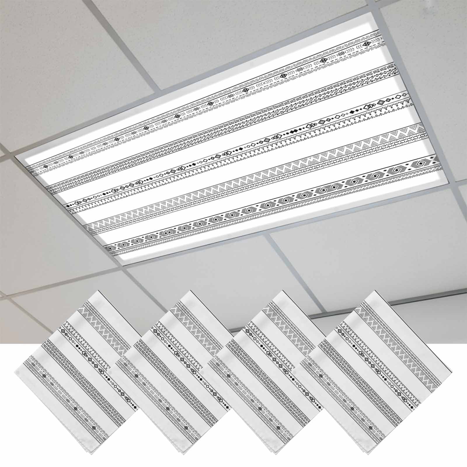 Black White Geometric Magnetic Fluorescent Light Covers for Ceiling ...