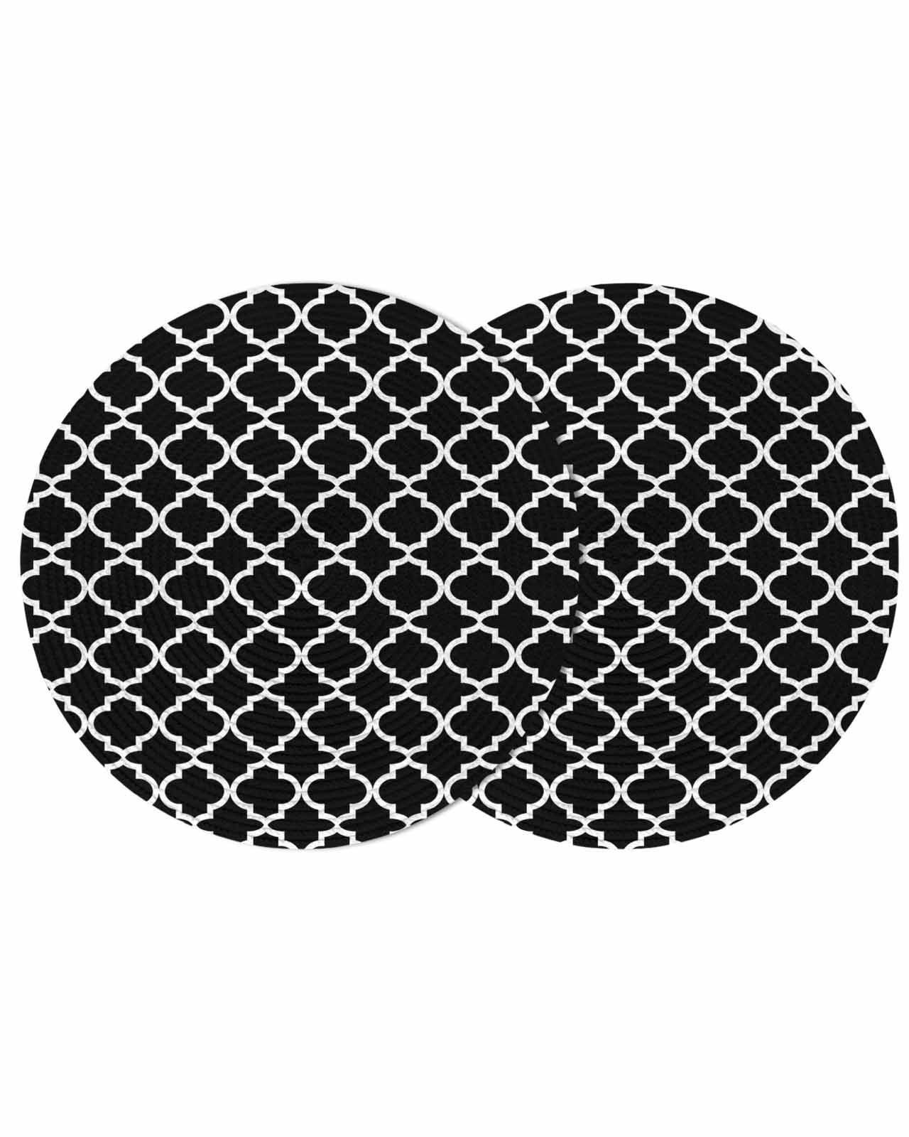 Black White Geometric Round Table Placemats set of 2, Minimalist ...
