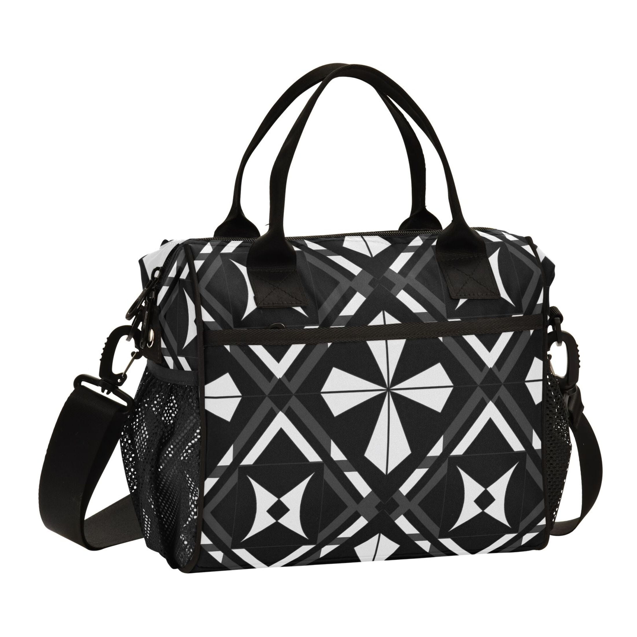 Black White Geometric Shapes Lunch Bag Insulated Lunch Box Leakproof ...