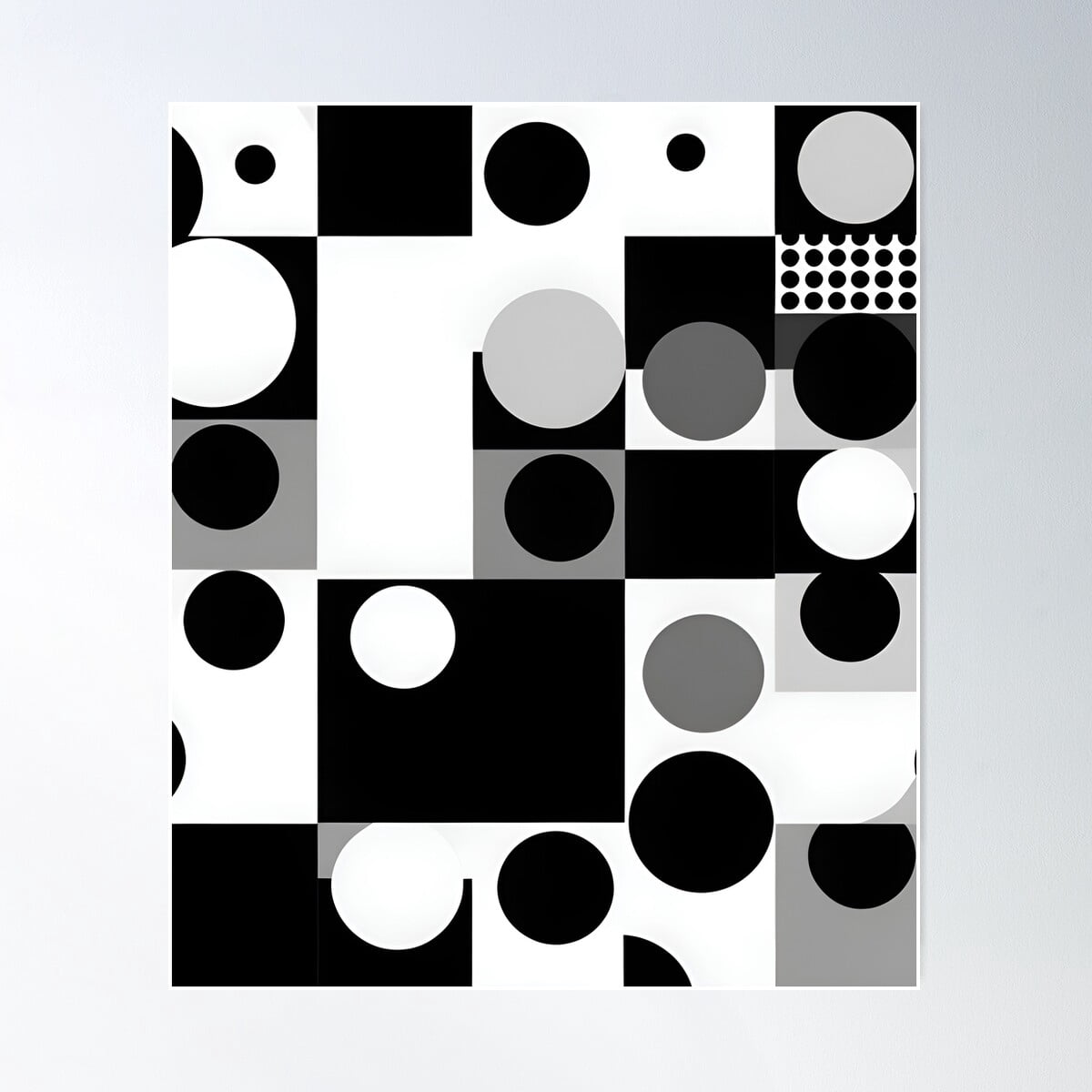 Black White Geometric Shapes Pattern Modern 60S Retro Black White Grey ...
