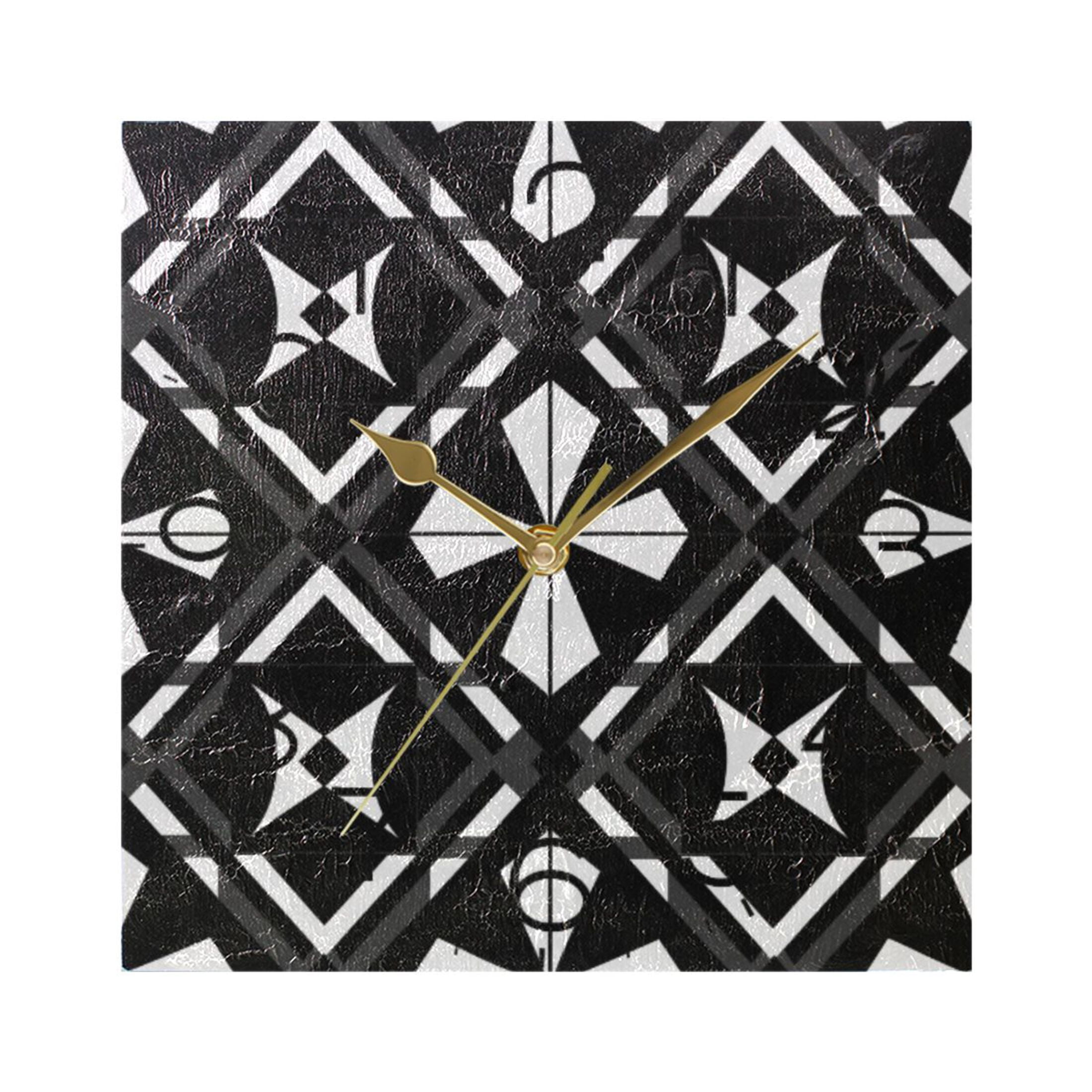 Black White Geometric Shapes Wall Clock 7.78" Non-Ticking Silent ...