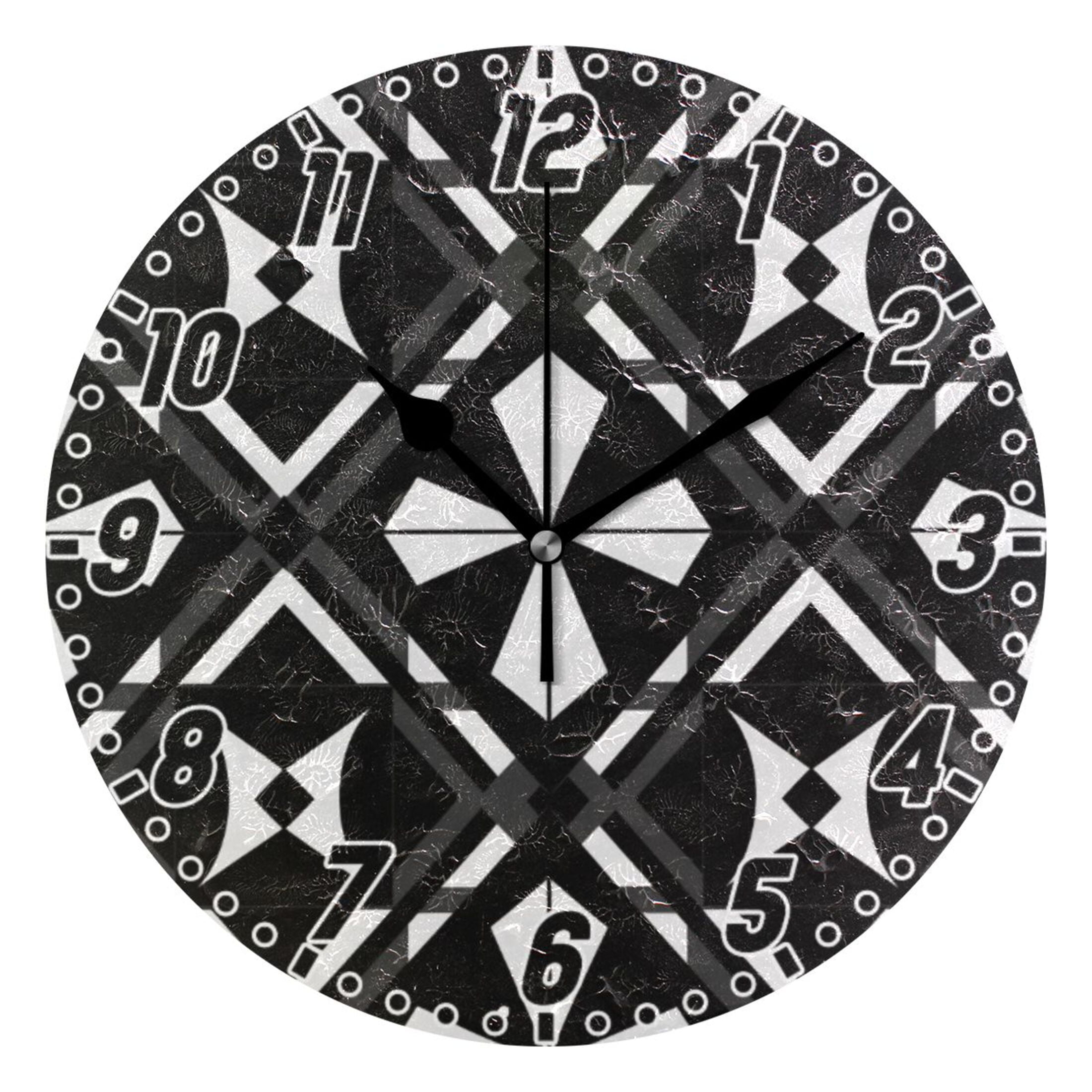 Black White Geometric Shapes Wall Clock 9.8 inch Battery Operated ...