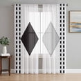 Black White Geometric Sheer Curtains 72 Inch Length 2 Panels Set, Boho ...