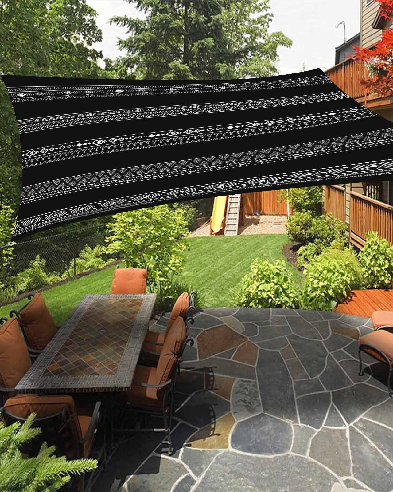 Black White Geometric Sun Sail Shades Rectangle Canopy,Sunlight Block ...