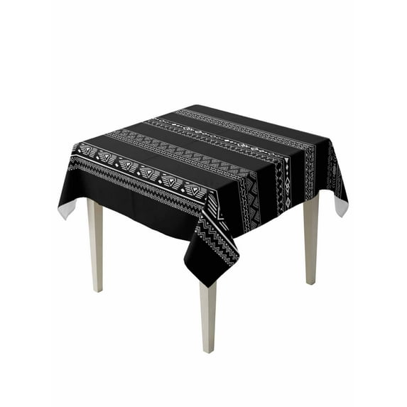Black White Geometric Table Cloth, Modern Striped Plaid Abstract Art ...