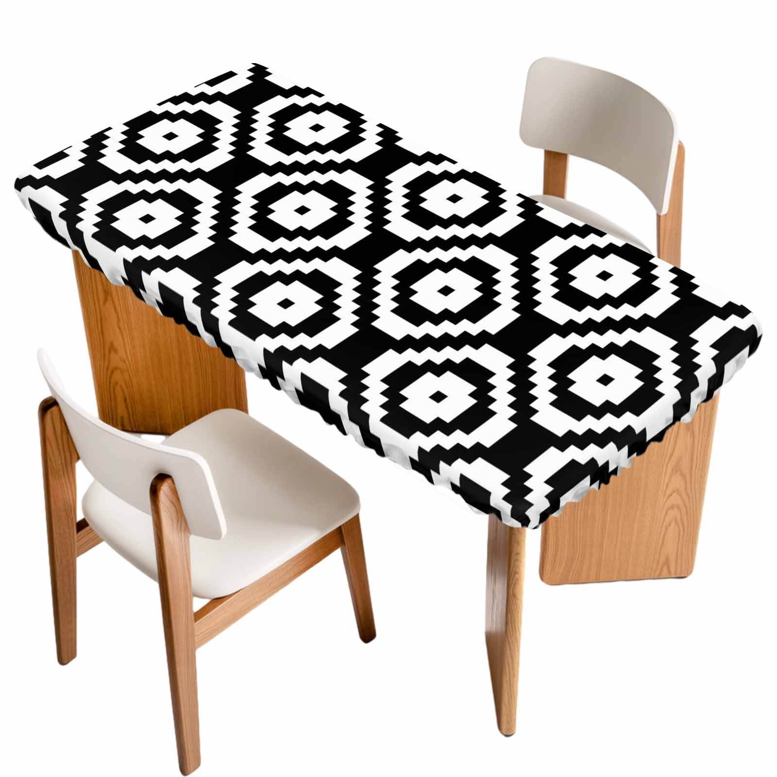 Black White Geometric Table Cloths for 3 Foot Rectangle Tables, Modern ...