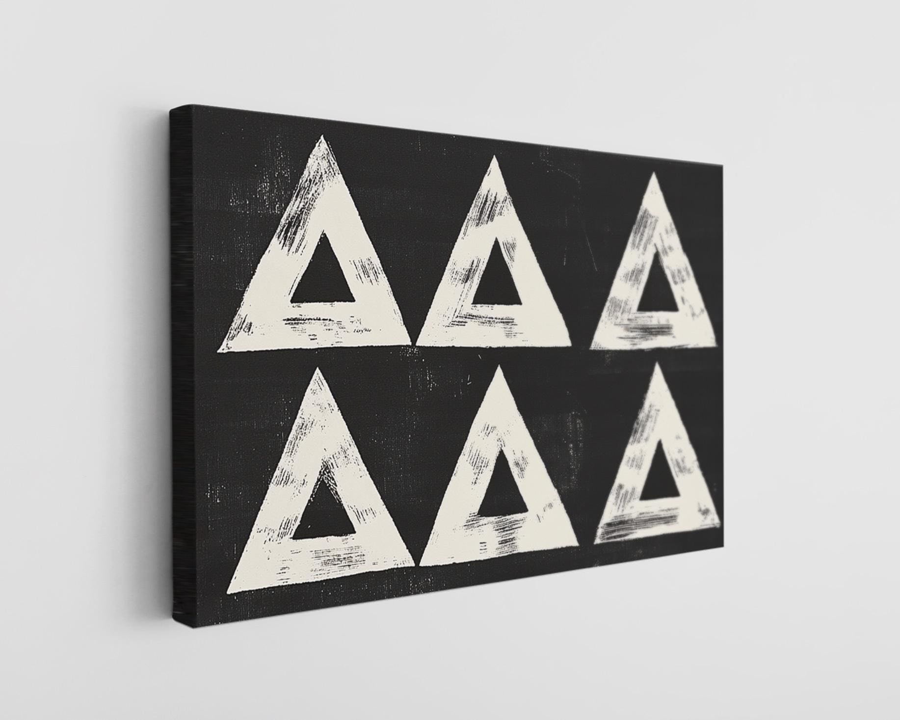 Black and White Geometric Triangle Canvas Wall Art - High-Quality ...