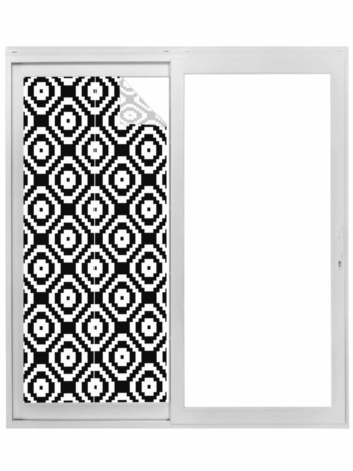 Black White Geometric Window Privacy Film, Modern Abstract Art Static ...