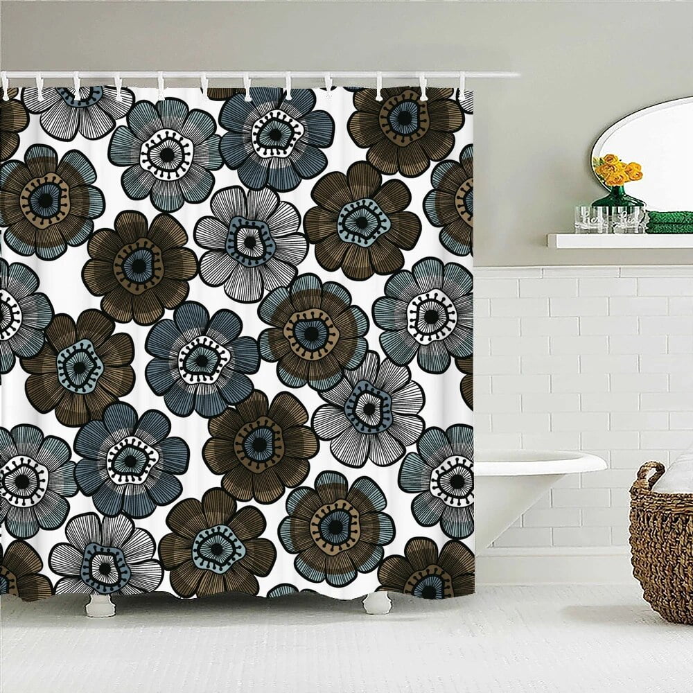 Black White Geometry Shower Curtains Waterproof Bathroom Curtain 3d