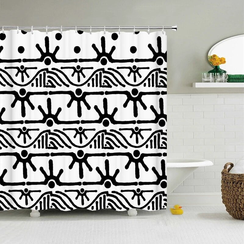 Black White Geometry Shower Curtains Waterproof Bathroom Curtain 3d