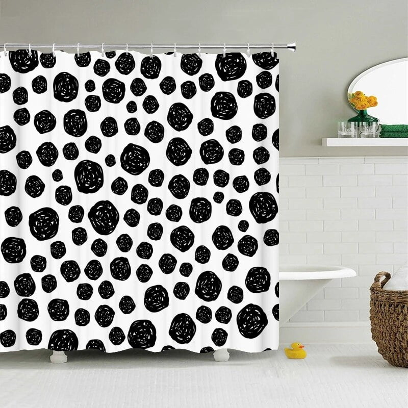 Black White Geometry Shower Curtains Waterproof Bathroom Curtain 3d