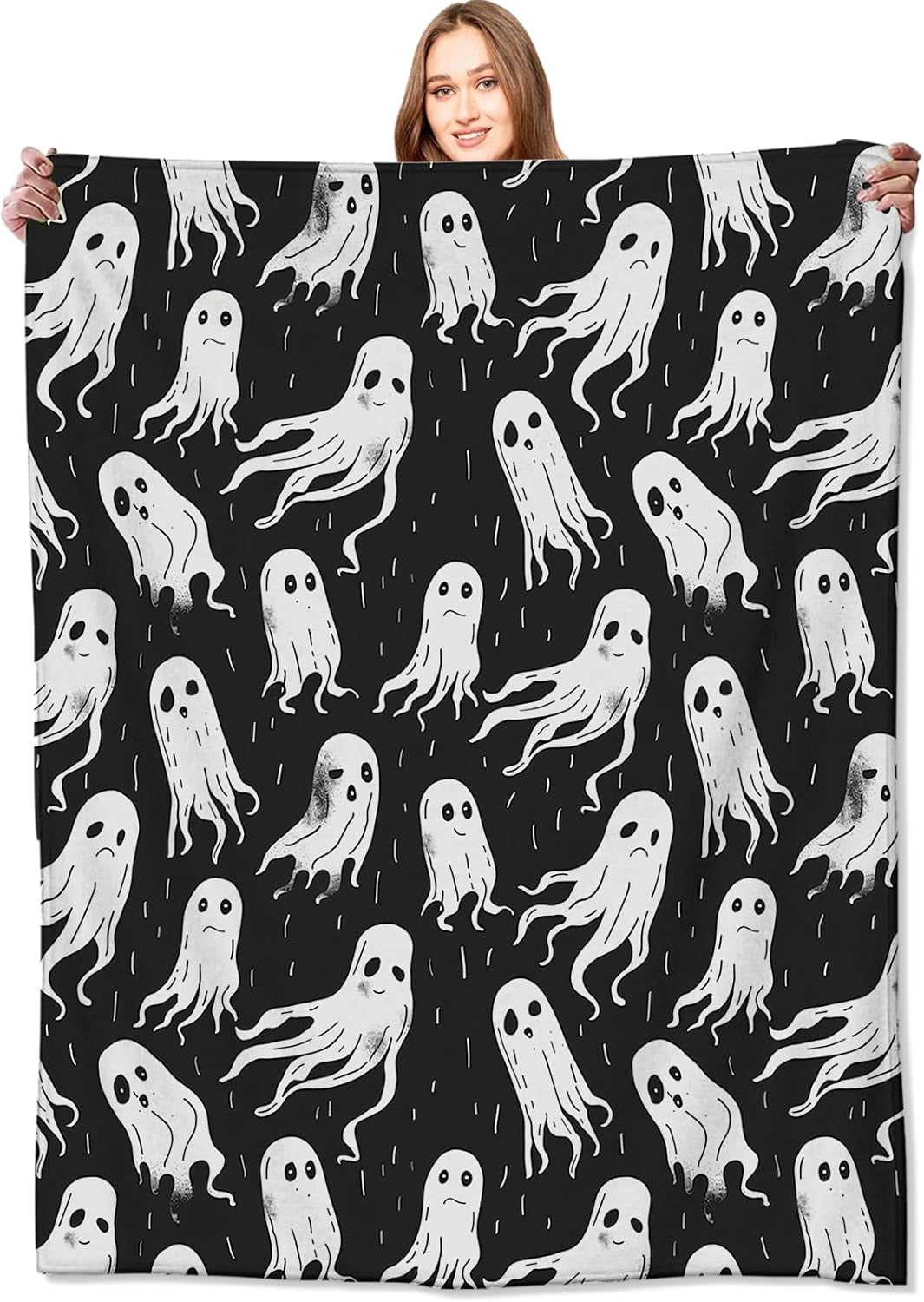 Black and White Ghost Blanket,Gothic Horror Throw Blankets,Gifts for ...