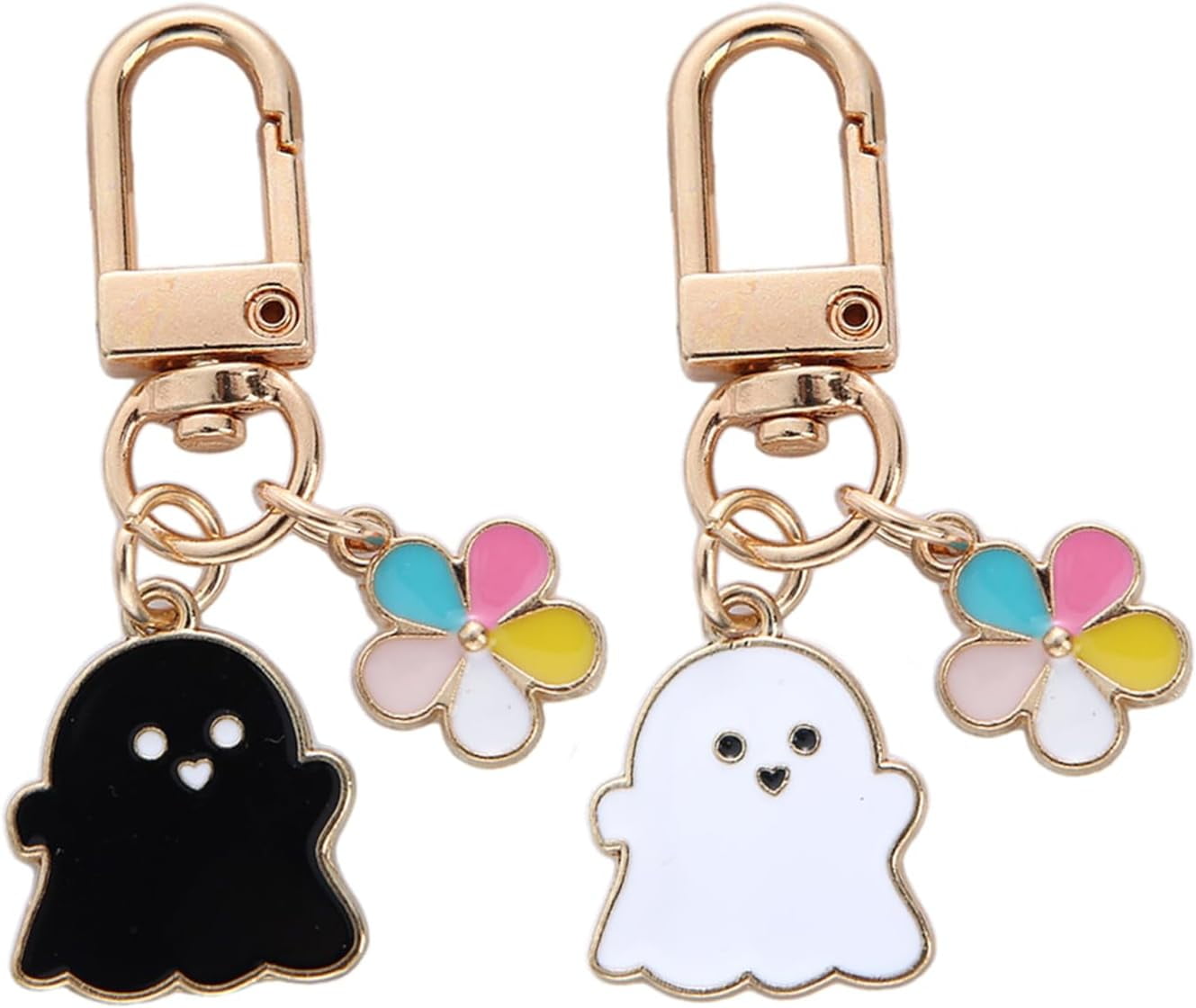 Black White Ghost with Flower Accessory Keyrings Set - Halloween Party ...