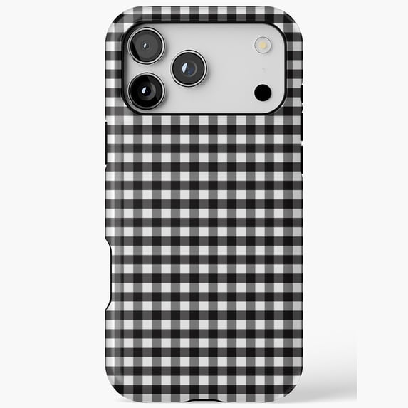Black White Gingham Check Pattern Tartan Tile Phone Case 11 to 17 Pro ...
