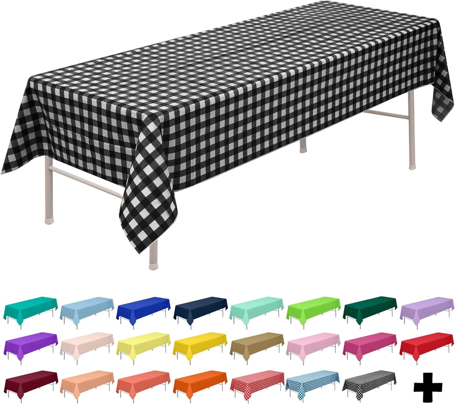 Black & White Gingham Checkered Tablecloths Plastic 3-Pack Premium 54 ...