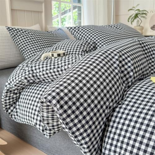 Black White Gingham Duvet Cover Queen 100% Washed Cotton Plaid ...