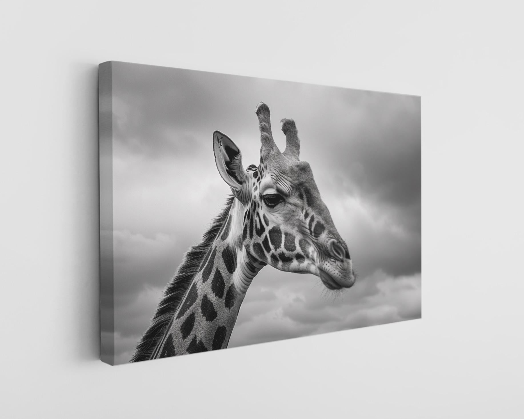Black and White Giraffe Canvas Wall Art - High-Quality Wildlife ...