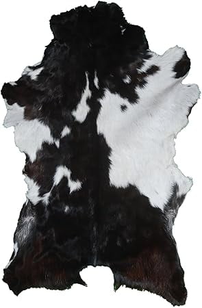 Black & White Goat Skin Rug, Genuine Hair on Leather Hide Rug | Soft ...