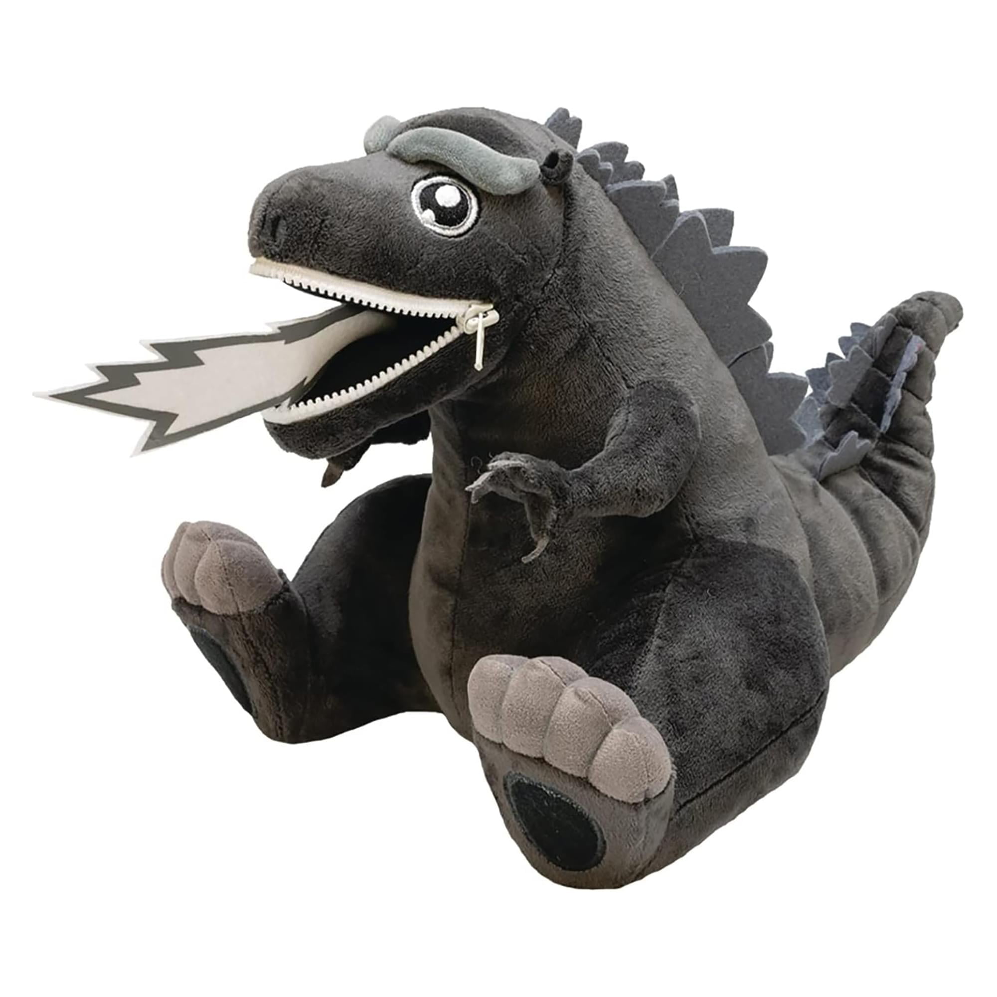 "Godzilla Black & White Plushie, 8.5"" Stuffy Toy: Classic Zippermouth ...