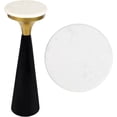 Black/White/Gold 22.25-Inch Retro Metal Drink Table with White Marble ...