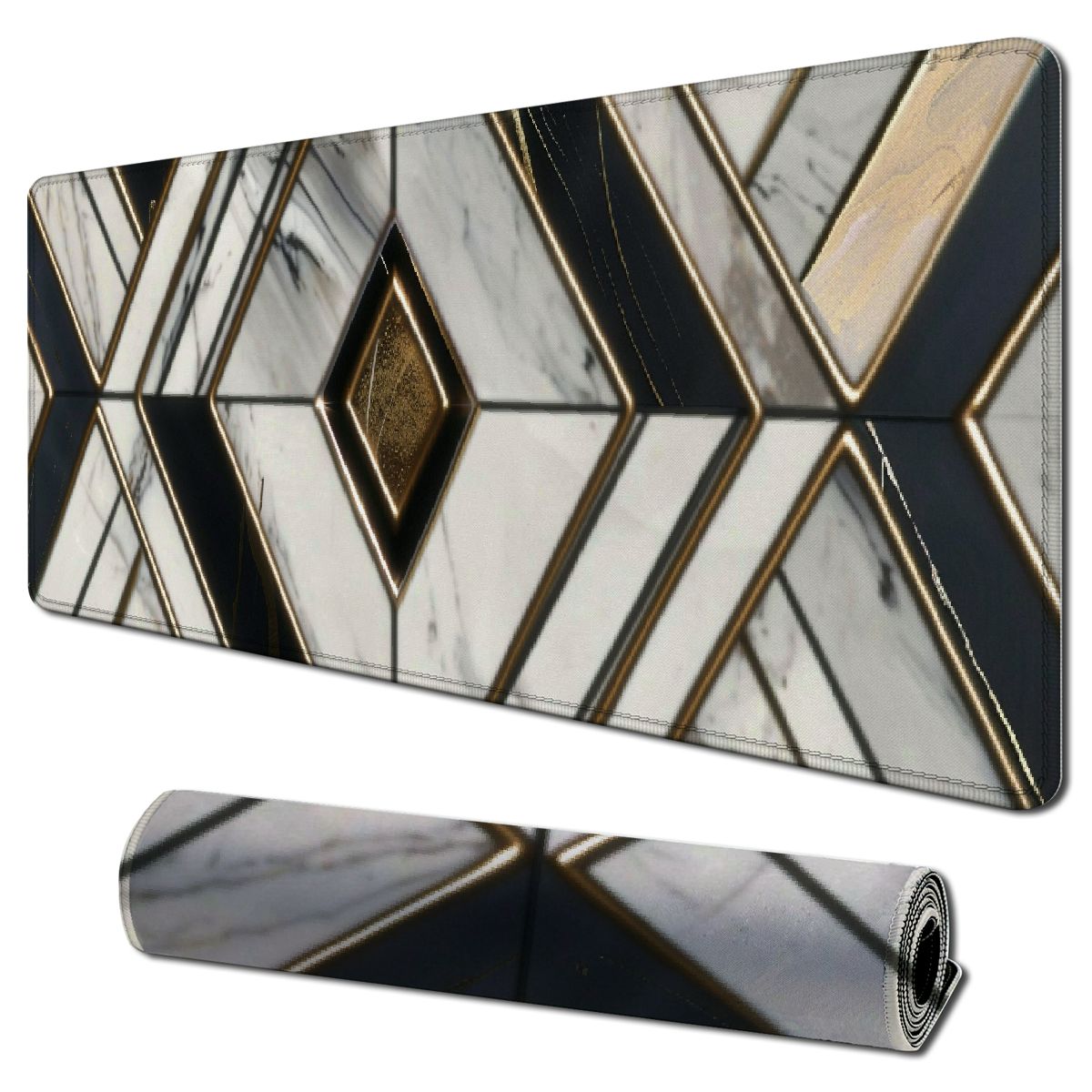 Black White Gold Foil Prints Large Office Gaming Mouse pad Strong Adhesion and Durability ...
