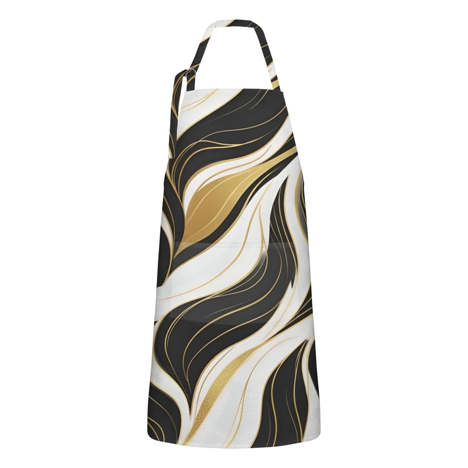 Black White Gold Marble Pattern Apron-Garden Aprons for Women with ...