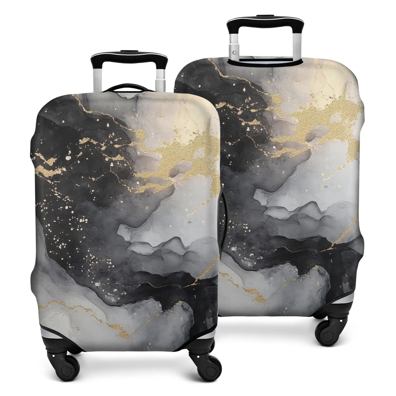 Black White Gold Marble Pattern Luggage Cover Fashion Suitcase Cover ...