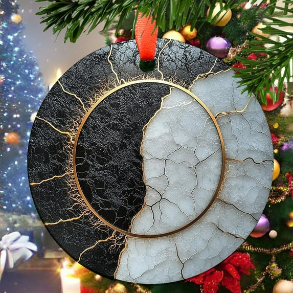 Black White Golden Christmas Ornament, Ceramic/Acrylic Ornament, Mother ...