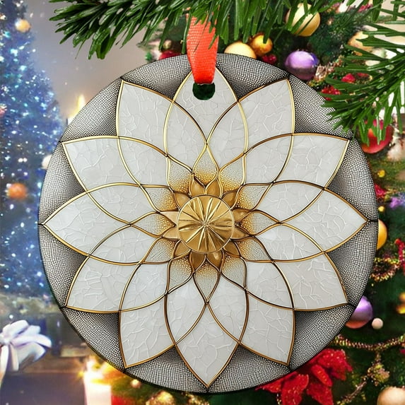 Black White Golden1 Christmas Ornament, Ceramic/Acrylic Ornament ...