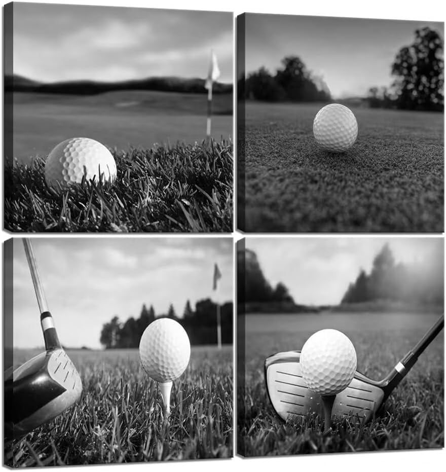 Black and White Golf Course Wall Art Golf Pictures Canvas Prints Golf ...