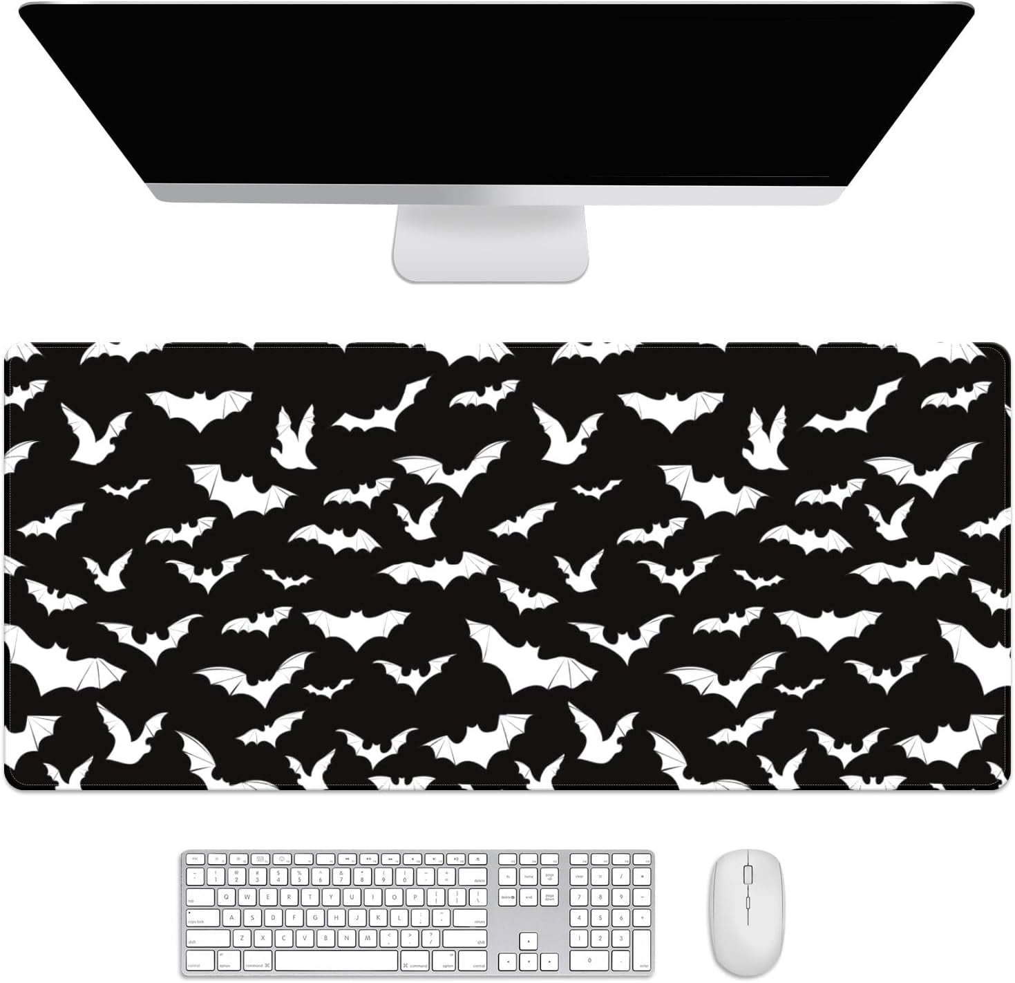 Black and White Goth Bats Desk Mat, Desk Accessory, Cute Workspace ...