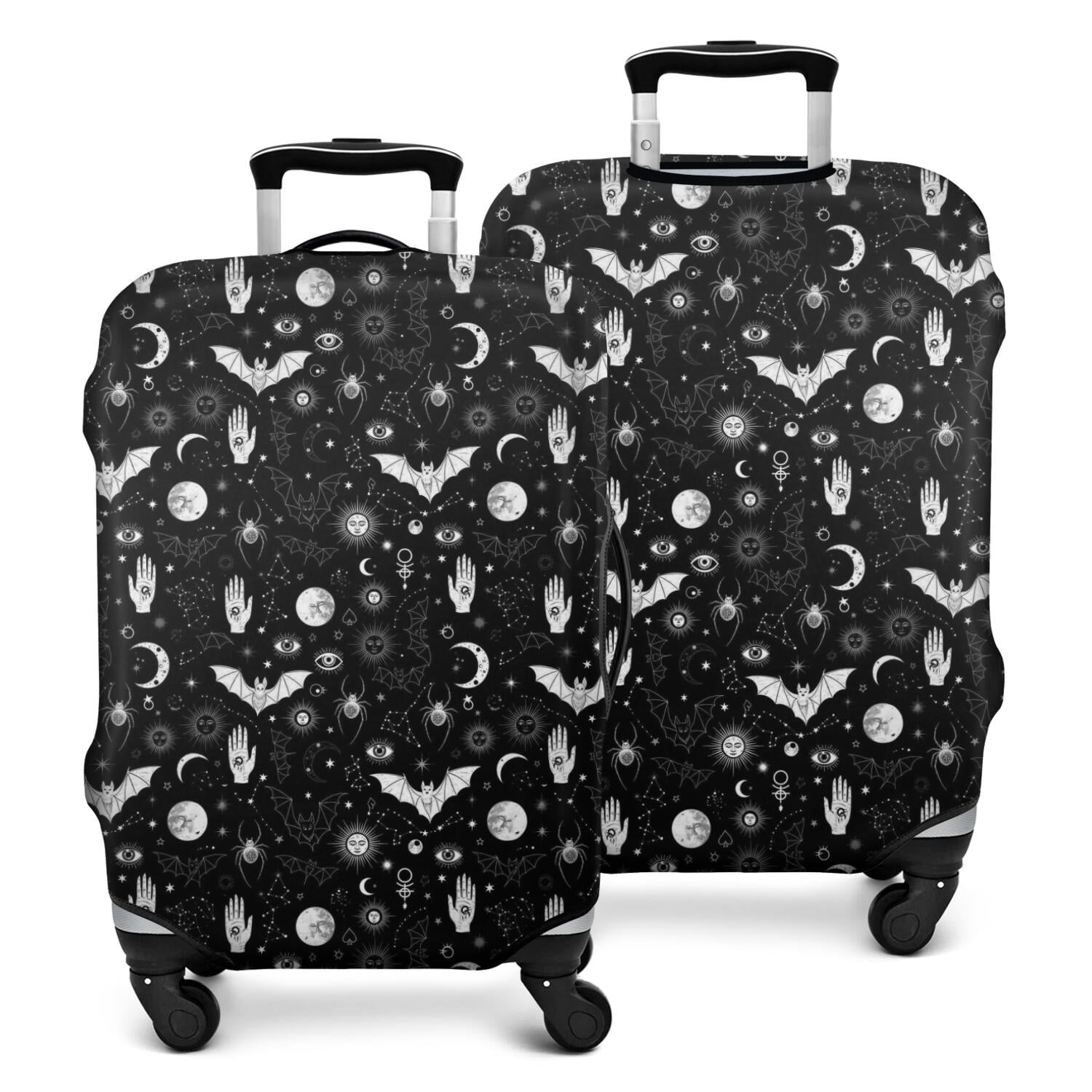Black White Gothic Hand Bat Eye Pattern Luggage Cover Fashion Suitcase ...