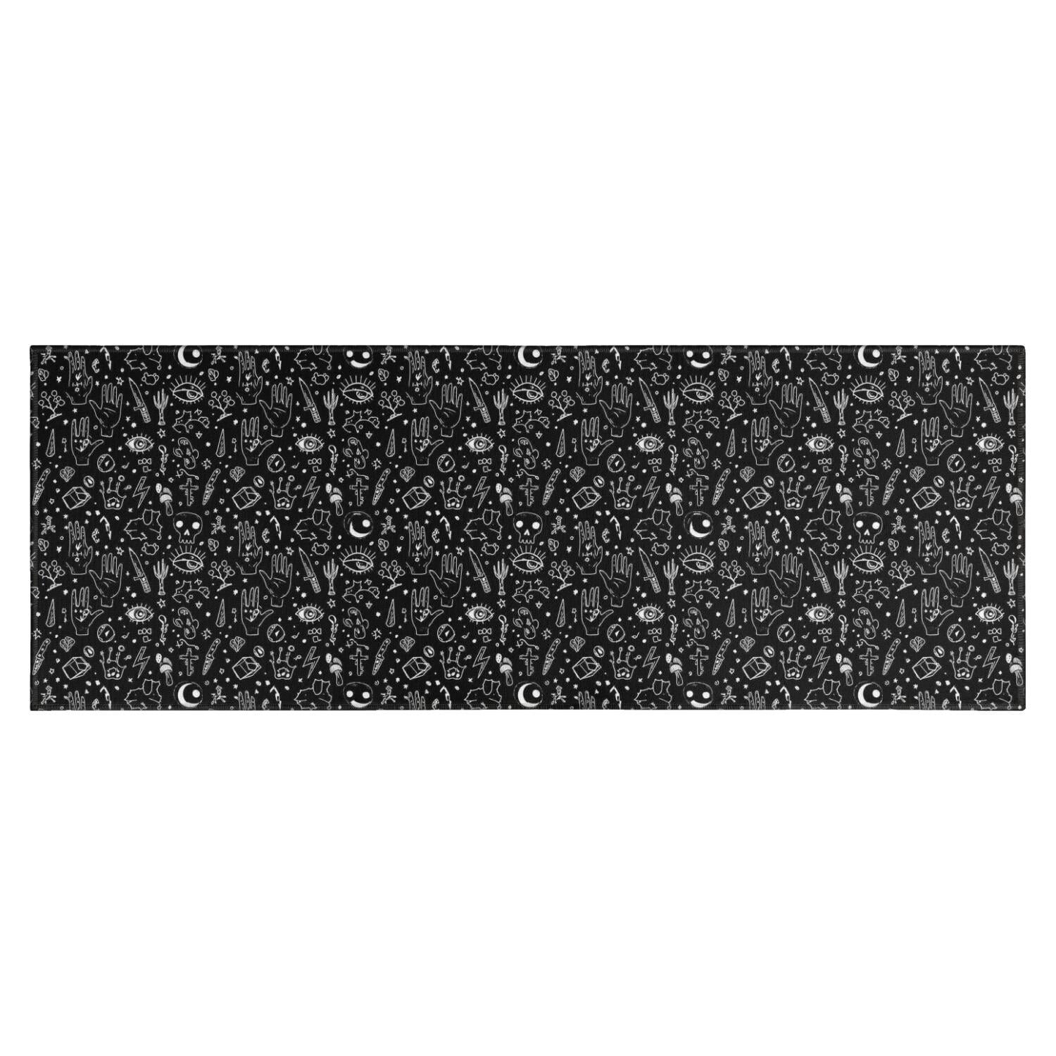 Black White Gothic Hand Eye Moon Pattern Kitchen Rug Mat,Kitchen Runner ...