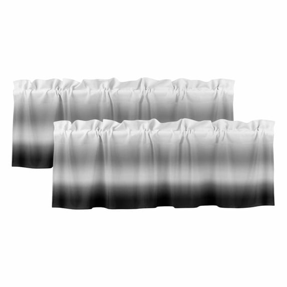 Black and White Gradient 2 Panels Kitchen Valance, Minimalist Dark Grey ...