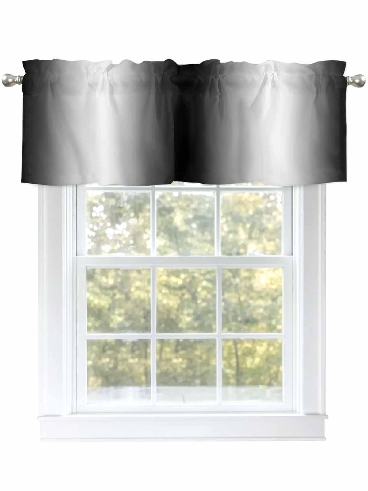Black White Gradient Curtain Valances for Windows, Abstract Minimalist ...