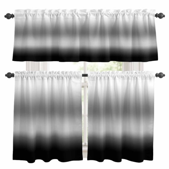 Black and White Gradient Kitchen Curtains Set for Windows, Minimalist ...