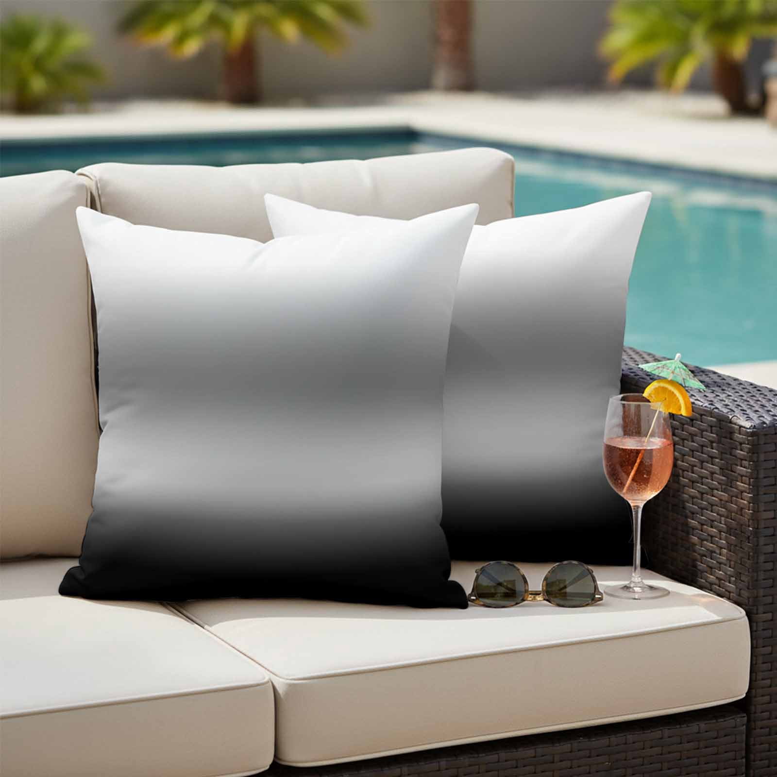 Black and White Gradient Outdoor Throw Pillow Covers Set of 2 ...