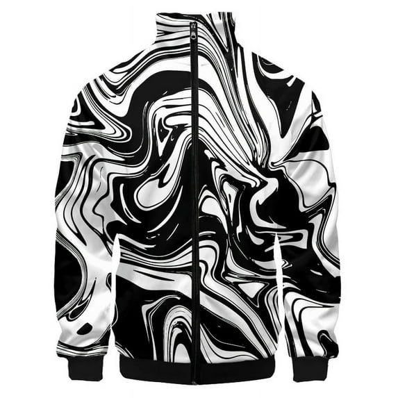 Black White Gradient Paint 3D Printed Men's Zipper Jacket Summer Casual ...