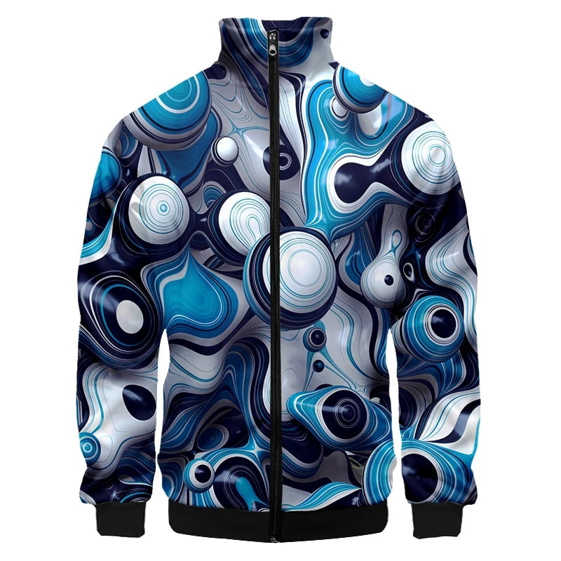 Black White Gradient Paint 3D Printed Men's Zipper Jacket Summer Casual ...