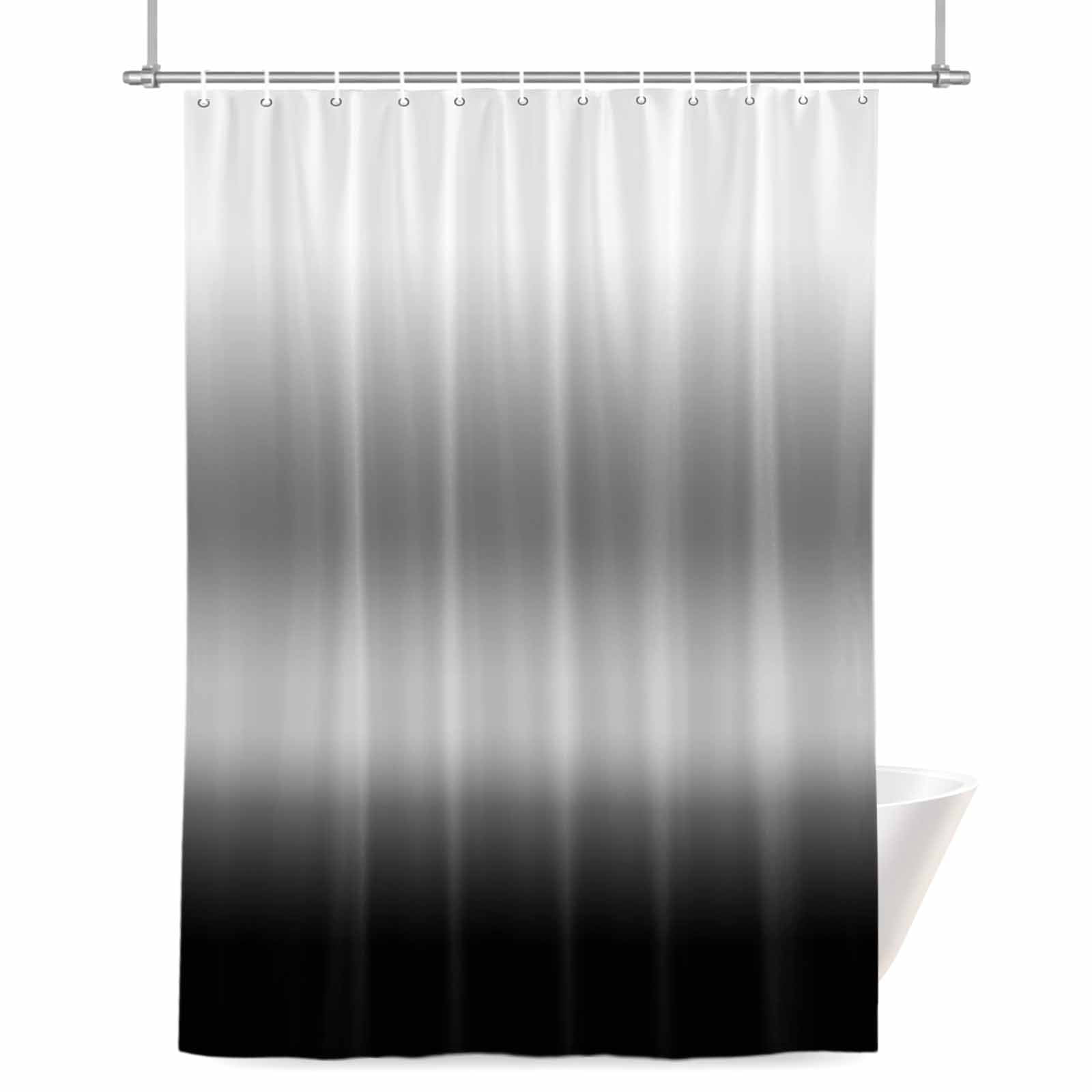Black and White Gradient Shower Curtain, Minimalist Dark Grey Ombre ...
