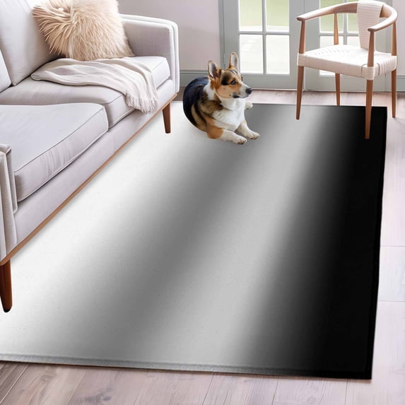 Black and White Gradient Washable Area Rug 3x5 Minimalist Dark Grey ...