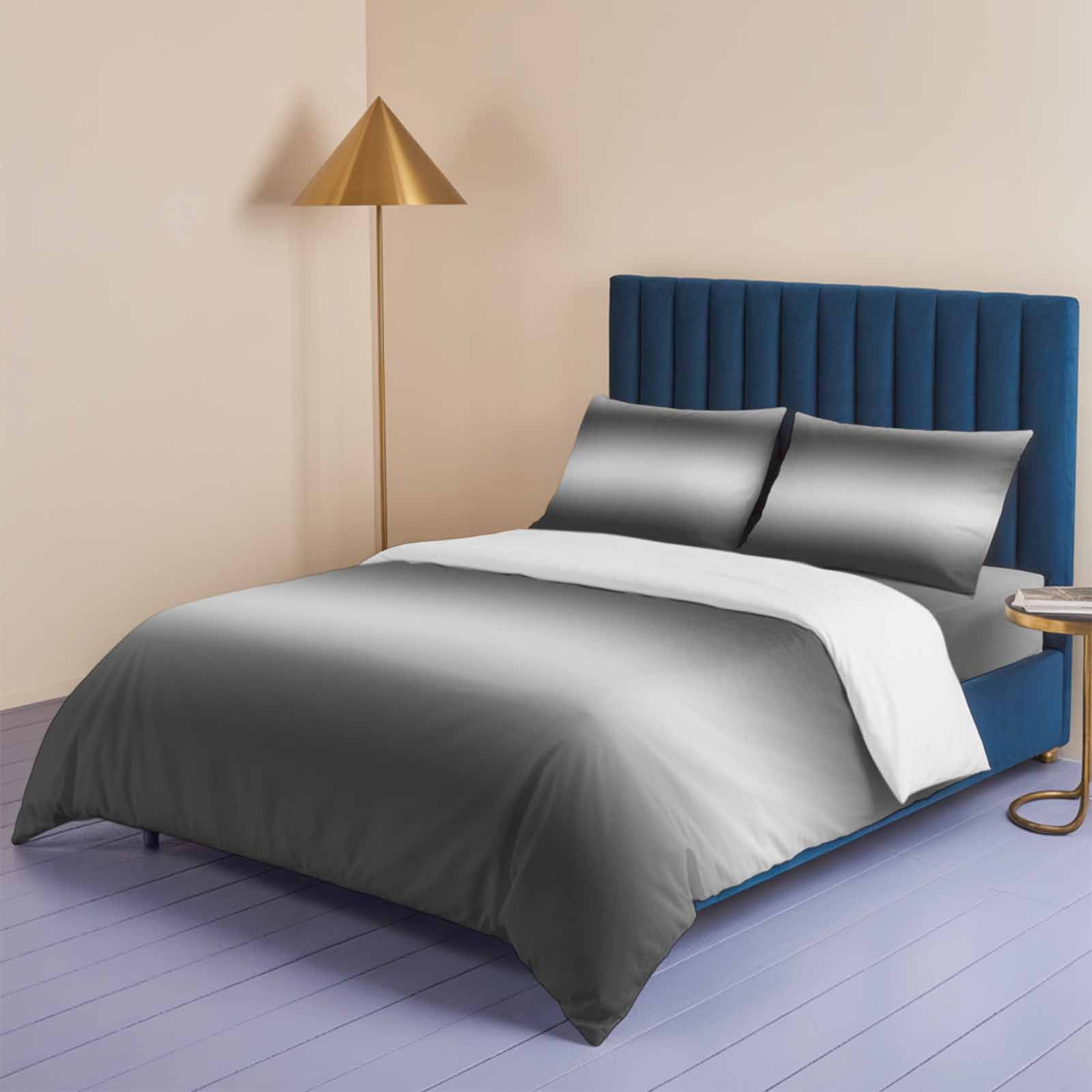 Black White Gradient Watercolor Queen Size Bed Set,Modern Minimalist ...