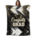 Black White Graduation Blanket Soft Cozy Warm Throw Blanket for Couch ...
