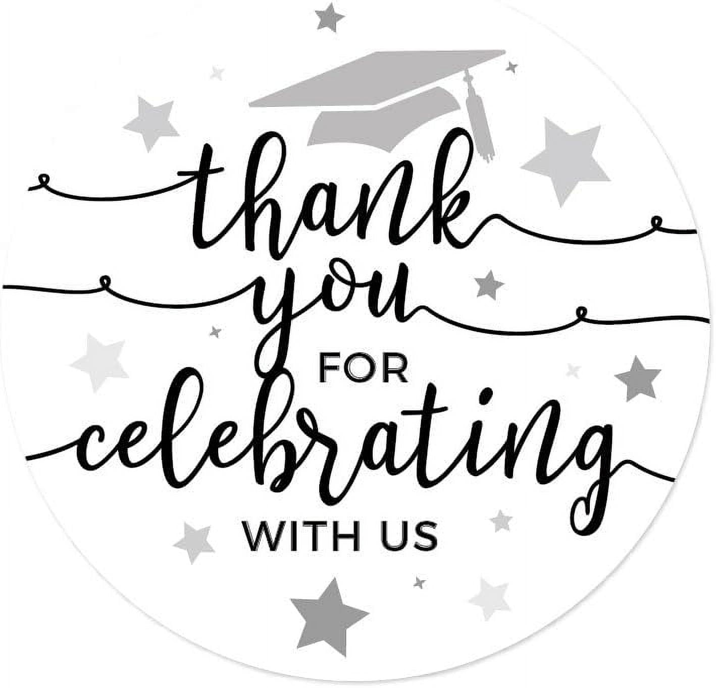 Black White, Graduation Circle Labels, Thank You for Celebrating with ...