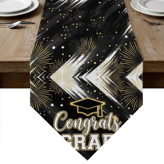 Black White Graduation Table Runner Linen Burlap Table Runner 108 ...