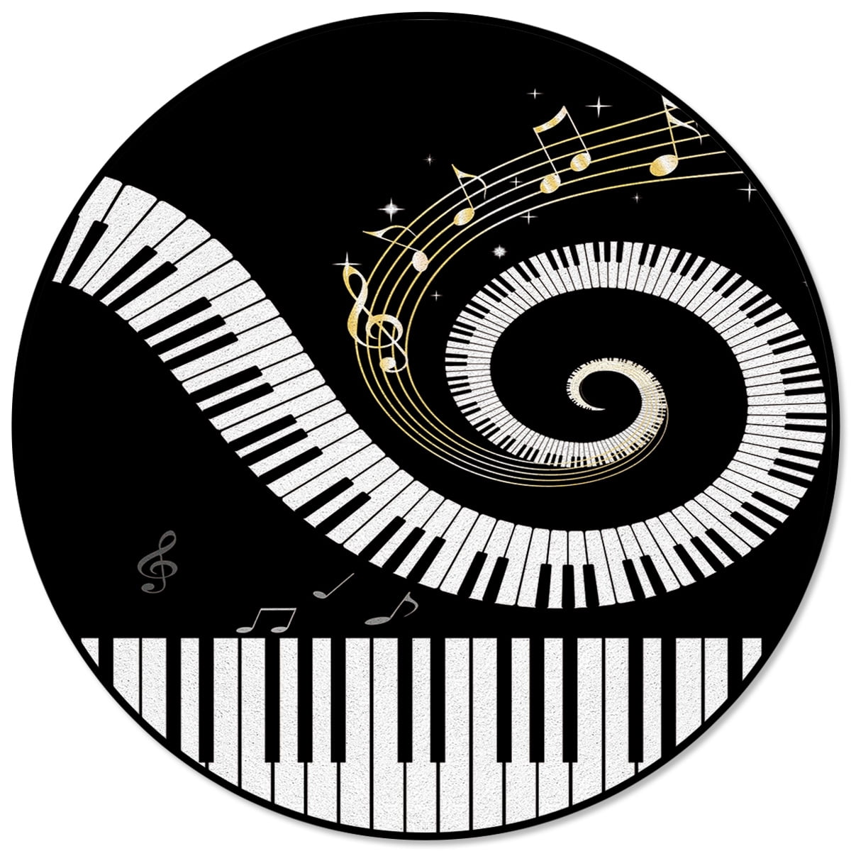 Black White Graffiti Cow Spot Pattern Round Carpet for Home Living Room ...