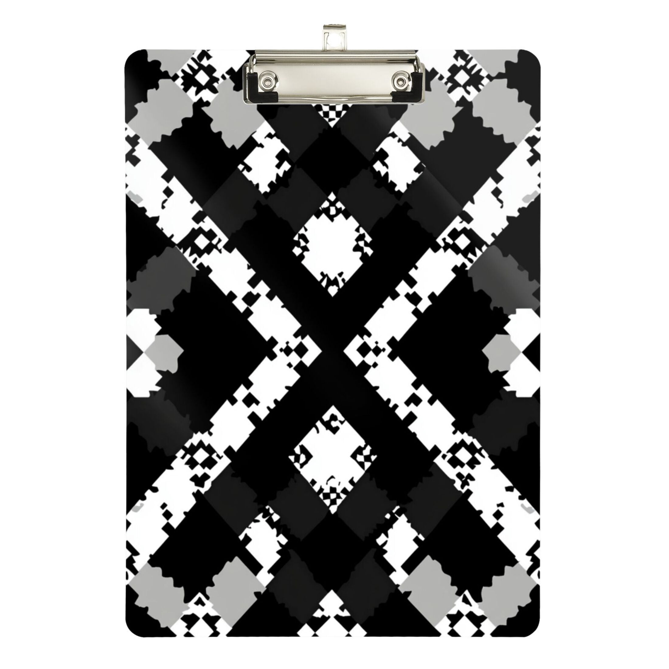 Black White Gray Pixel Pattern Acrylic Clipboard Drawing Board with ...